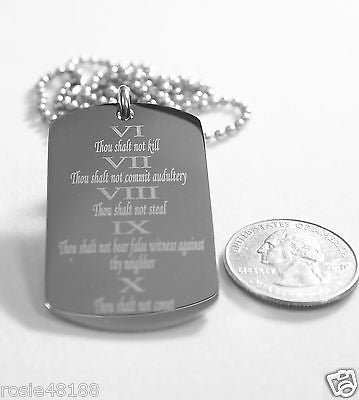 THE TEN COMMANDMENTS DOG TAG NECKLACE RELIGIOUS STAINLESS STEEL ...