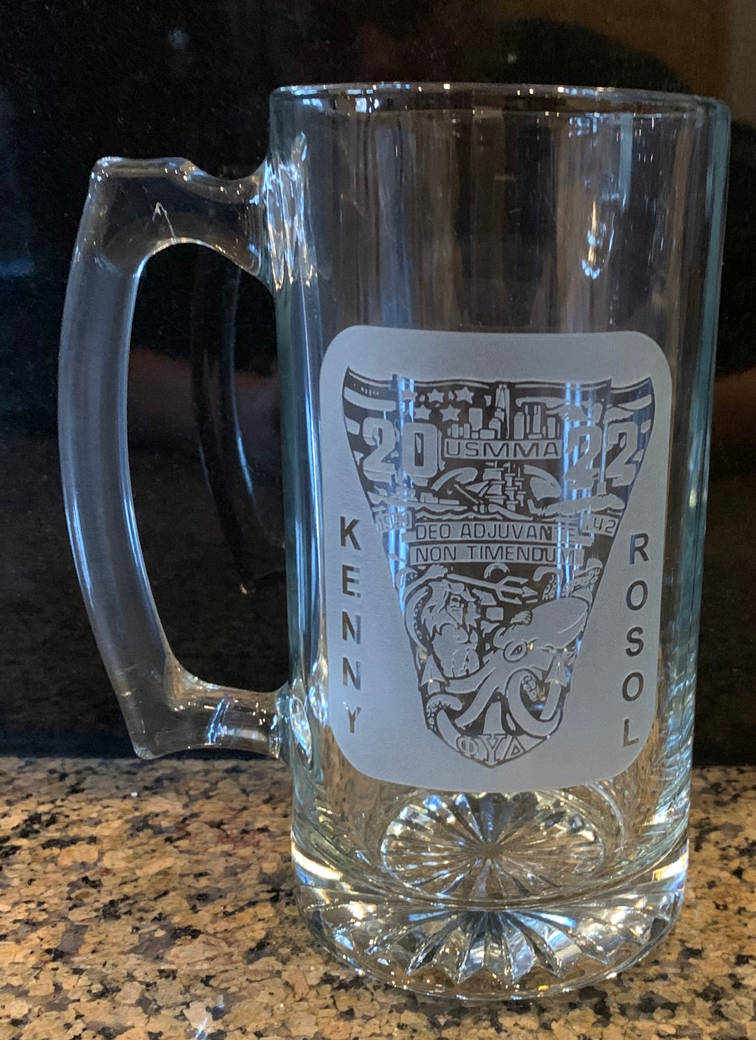 Heavyweight 28.2 oz BEER MUG SET OF 4 custom sand-carved USNA USAFA US ...